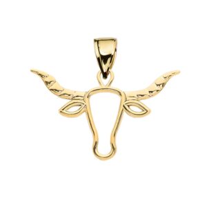 10k yellow gold open work texas longhorn bull pendant