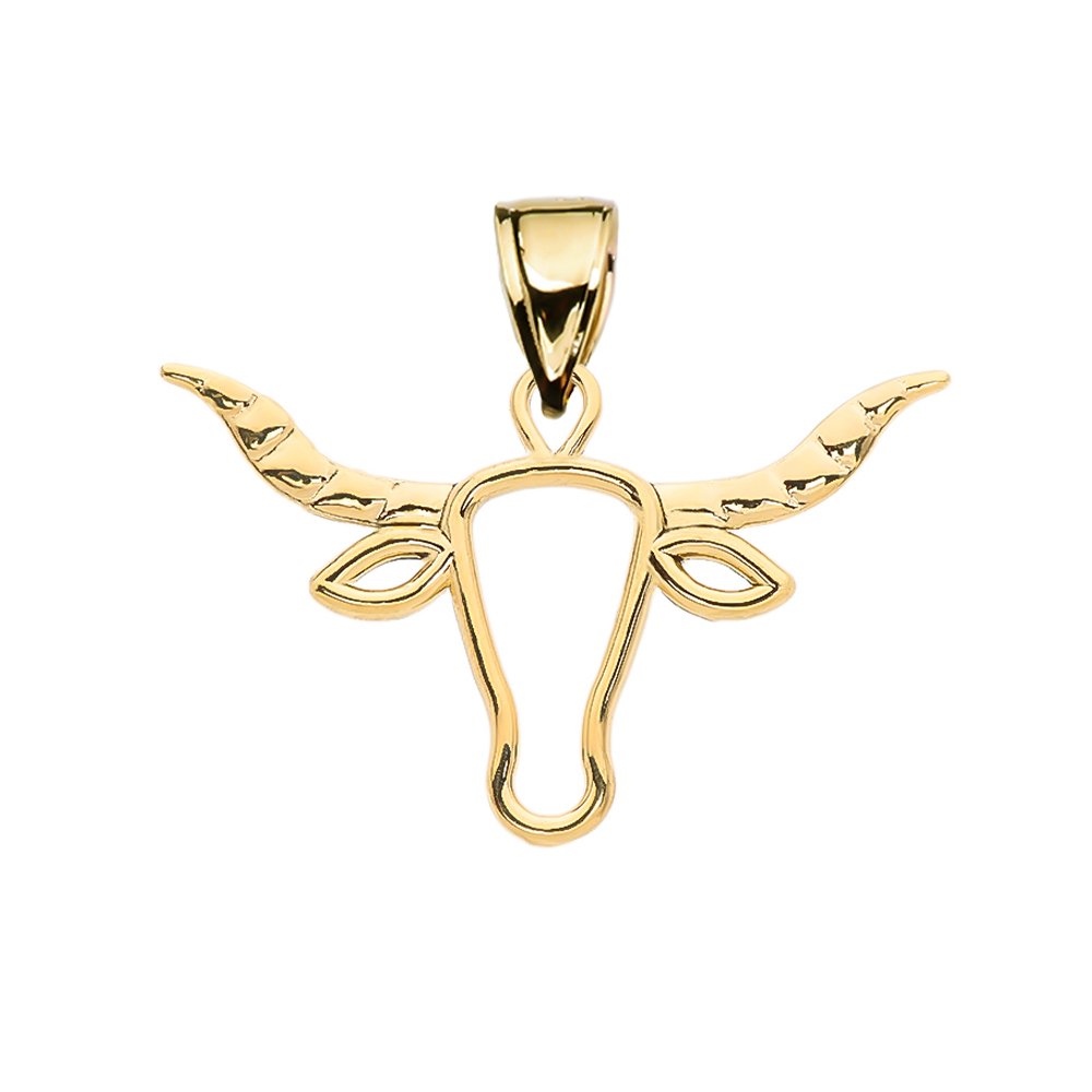 10k Yellow Gold Open Work Texas Longhorn Bull Pendant