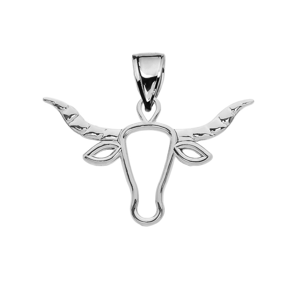 Sterling Silver Open Work Texas Longhorn Bull Pendant