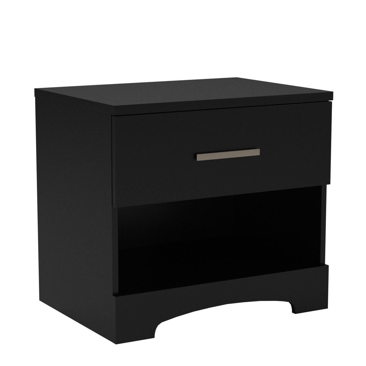 South Shore Gramercy 1-Drawer Nightstand, Pure Black with Metal Handle, 17D x 22.25W x 19.75H in