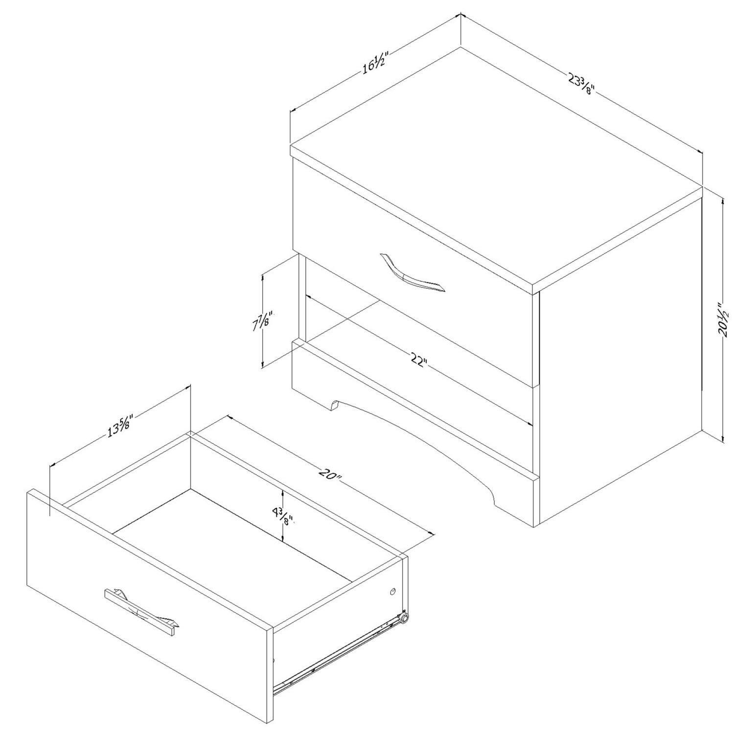 South Shore Gramercy 1-Drawer Nightstand, Pure Black with Metal Handle, 17D x 22.25W x 19.75H in