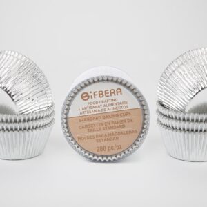 Gifbera Standard Silver Foil Cupcake Liners Metallic Paper Muffin Baking Cups 200-Count (Silver)