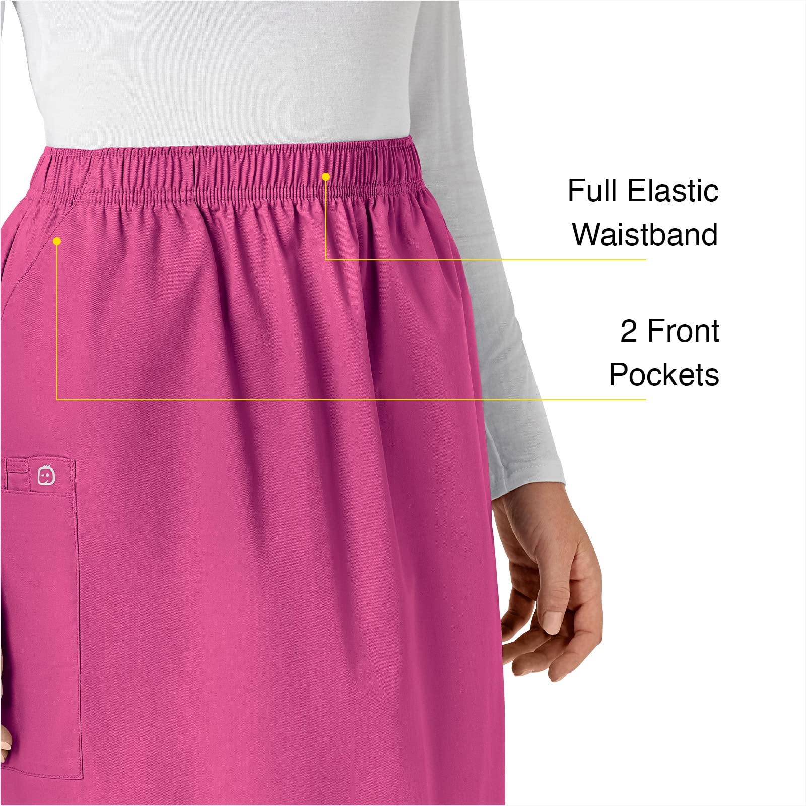 WonderWink WonderWORK Women’s Pull-On Cargo Skirt — Fuchsia, X Small