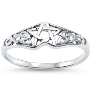 omega diamond co pentagram celtic star .925 sterling silver ring sizes 4-11 (11)