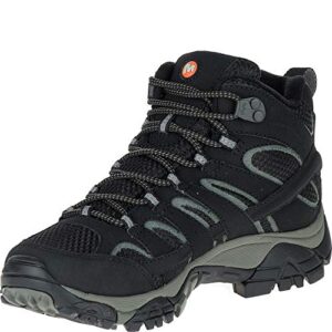 merrell femme moab 2 mid gtx high rise hiking shoes, black, 8.5