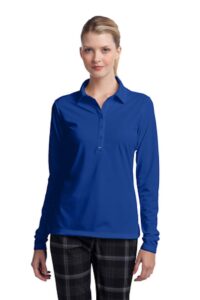 nike golf ladies long sleeve dri-fit stretch tech polo. 545322 blue sapphire l