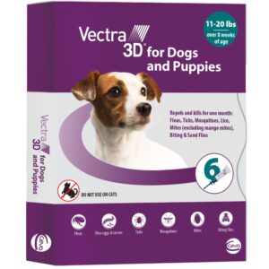 vectra 3d for dogs flea, tick & mosquito treatment & prevention for small dogs (11 – 20 lbs) , 6 month supply