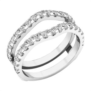 dazzlingrock collection round white cubic zirconia wedding enhancer double ring for women (1.60 ctw, color white, clarity clean) in 10k white gold size 6