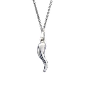 ritastephens sterling silver mini italian horn cable chain necklace (18")