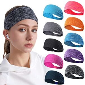 dasuta workout headbands for women sports sweatbands yoga hairbands for fitness elastic athletic non slip wicking headscarf for men womens and girls 10 pcs (style 3-10 color)