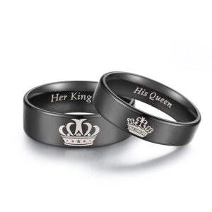 global jewelry amazing her king his queen titanium stainless steel wedding band set anniversary engagement promise ring