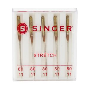 SINGER 04720 Universal Stretch Sewing Machine Needles, Size 80/12, 5-Count (Color May Vary)