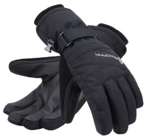 andorra ski gloves women touchscreen zipper pocket snow gloves snowboarding gloves, black, s