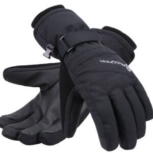 ANDORRA Ski Gloves Women Touchscreen Zipper Pocket Snow Gloves Snowboarding Gloves, Black, S