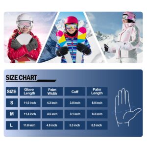 ANDORRA Ski Gloves Women Touchscreen Zipper Pocket Snow Gloves Snowboarding Gloves, Black, S