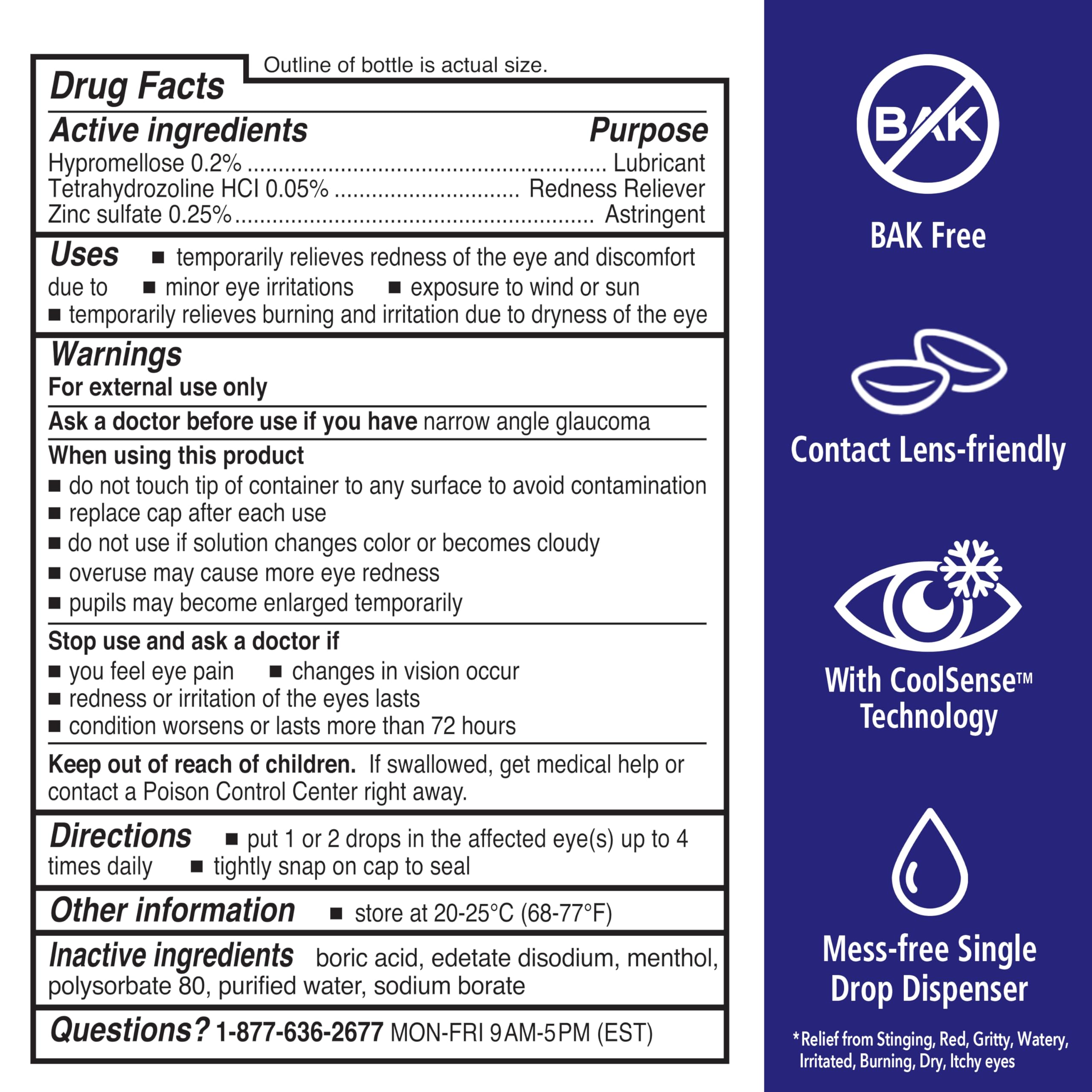 Rohto All-in-One Multi-Symptom Cooling Eye Drops, All-in-One Astringent, Lubricant & Redness Reliever Eye Drops for Irritated, Dry, Burning, Watery, Itchy, Red, Gritty Eyes, 0.4 fl oz bottle