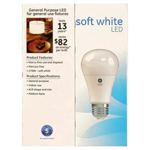 GE 67615 LED Soft White A19 Dimmable Light Bulb, 10 W, 4/Pack