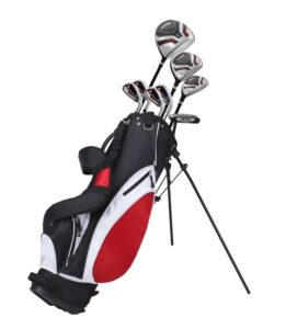 precise teenager complete golf set includes titanium driver, s.s. fairway, s.s. hybrid, s.s. 7-pw irons, putter, stand bag, 3 h/c's teen ages 13-16 right hand & left hand available! (right hand)