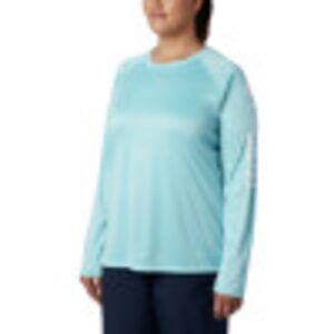 Columbia Women’s PFG Tidal Tee™ II Long Sleeve Shirt, Clear Blue/White Logo, Small