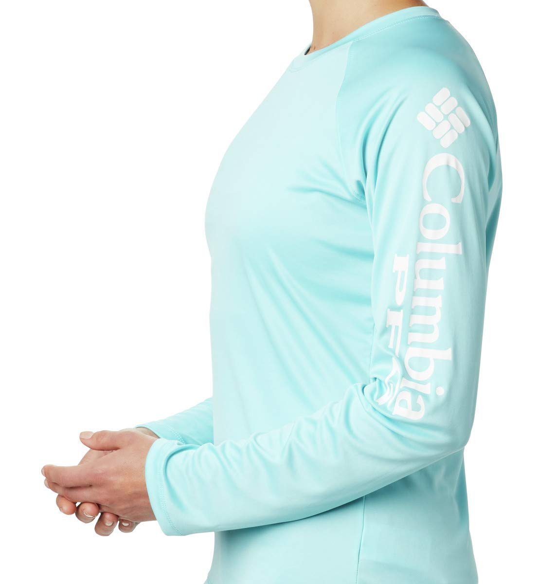 Columbia Women’s PFG Tidal Tee™ II Long Sleeve Shirt, Clear Blue/White Logo, Small