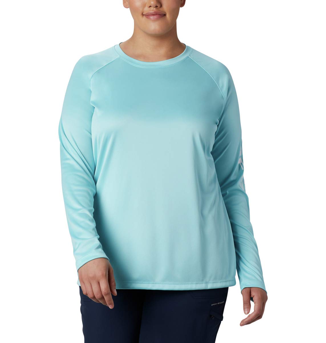 Columbia Women’s PFG Tidal Tee™ II Long Sleeve Shirt, Clear Blue/White Logo, Small