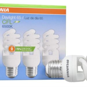 SYLVANIA CFL T2 Twist Light Bulb, 60W Equivalent, Efficient 13W, 800 Lumens, 6500K, Daylight - 3 Pack (26378)