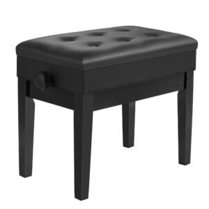 songmics adjustable wooden piano bench stool with sheet music storage black ulpb57h