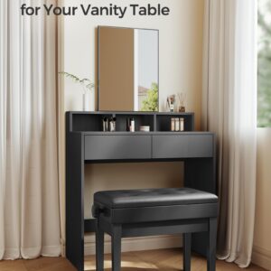 SONGMICS Adjustable Wooden Piano Bench Stool with Sheet Music Storage Black ULPB57H