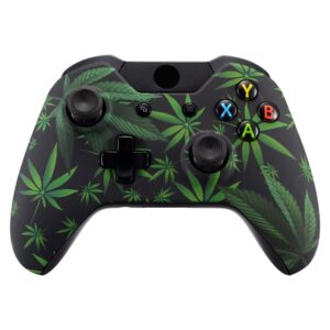 extremerate hydro dipped front housing shell faceplate cover replacement parts for standard xbox one controller (fits both with 3.5mm jack and without 3.5 mm jack) (green weeds)