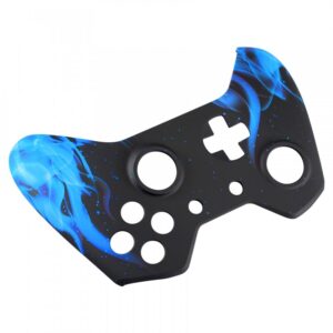 eXtremeRate Blue Flame Soft Touch Grip Front Housing Shell Faceplate for Standard Xbox One Controller (Fits Both with 3.5mm Port and without 3.5 mm Port)