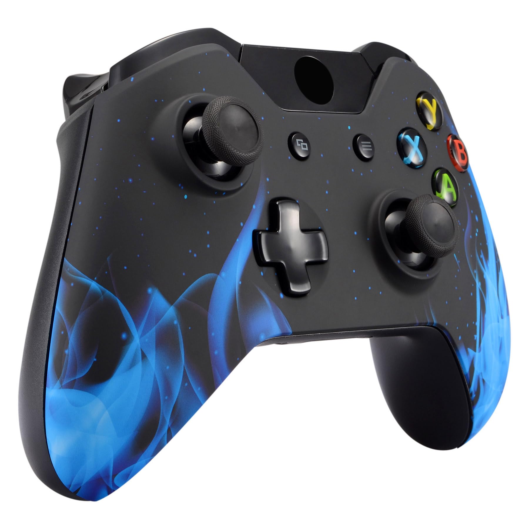 eXtremeRate Blue Flame Soft Touch Grip Front Housing Shell Faceplate for Standard Xbox One Controller (Fits Both with 3.5mm Port and without 3.5 mm Port)