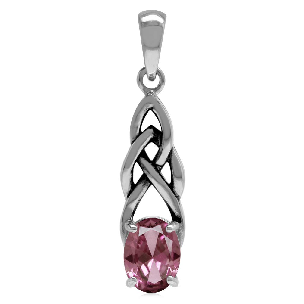 Silvershake Simulated Color Change Alexandrite 925 Sterling Silver Celtic Knot Solitaire Pendant