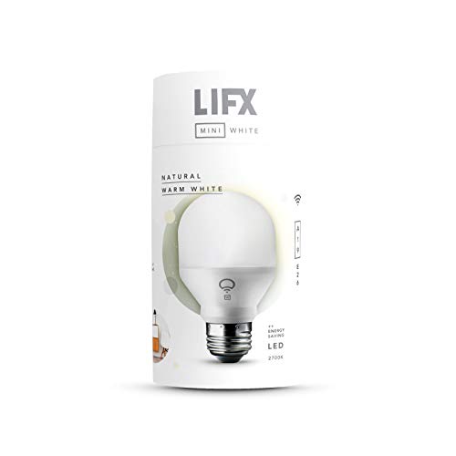 LIFX Mini White (A19) Wi-Fi Smart LED Light Bulb, Dimmable, Warm White, No Hub Required, Works with Alexa, Apple HomeKit and the Google Assistant,9 watts