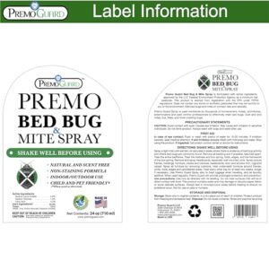 Bed Bug Killer Spray by Premo Guard 24 oz – Fast Acting Bed Bug Treatment – Stain & Scent Free – Child & Pet Safe – Best Extended Protection – Natural & Non Toxic Formula