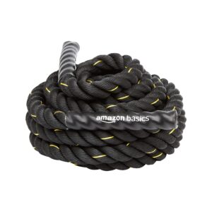 amazon basics heavy exercise training workout battle rope, 1.5 inch diameter x 30 ft length, black