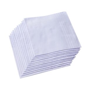 ricosky men's pure white 100% cotton handkerchief