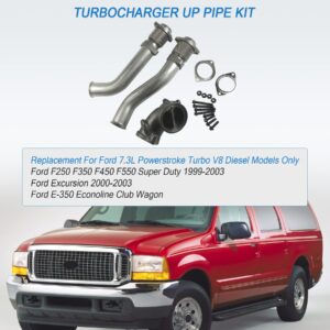 JDMSPEED New Turbo Diesel With Hardware Bellowed Up Pipe Kit Replacement For Ford F250 F350 F450 F550 Super Duty 7.3L 1999-2003 Replace F4TZ6K854F F4TZ6K854C F81Z6K854EA 679-005