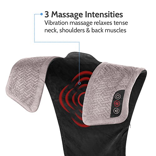 Homedics Vibration Heated Shoulder Massager Wrap, Comfort Pro Elite, Soft Fabric, Tension Relief, 2 Speeds & Styles, Long, NMS-450H