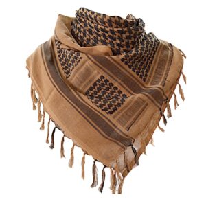 aonal military shemagh tactical desert scarf, 100% cotton keffiyeh neck head scarf wrap for men women,a-tan