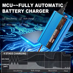 24V 5Amp Smart Automatic Battery Charger, Portable Battery Maintainer with XLR Connector for Car Boat Lawn Mower Marine Scooter Wheelchair Motorcycle eBike