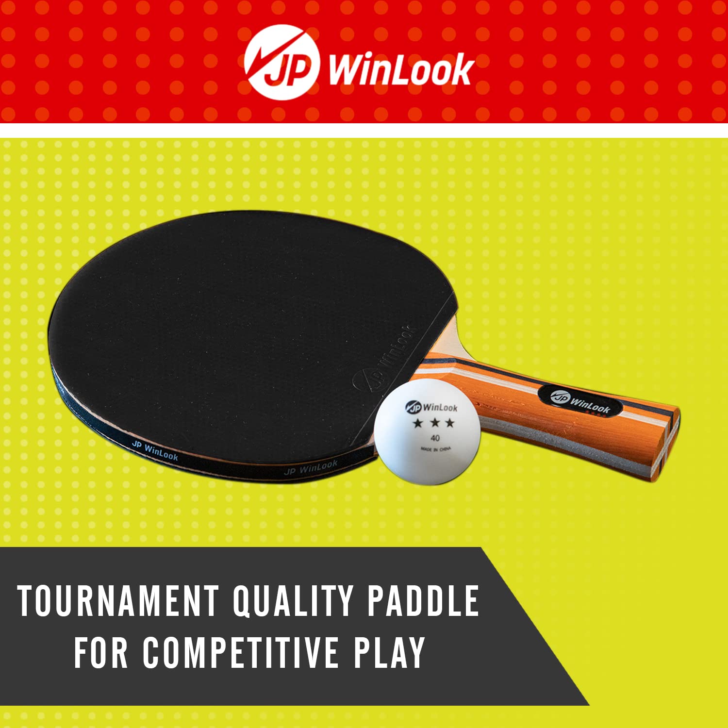 JP WinLook Ping Pong Paddles Sets of 4 - Portable Table Tennis Paddle Set with Ping Pong Paddles Professional Case & Ping Pong Balls. Premium Table Tennis Racket Player Set for Indoor & Outdoor Games