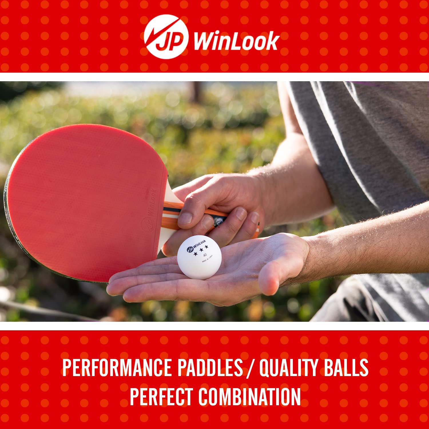 JP WinLook Ping Pong Paddles Sets of 4 - Portable Table Tennis Paddle Set with Ping Pong Paddles Professional Case & Ping Pong Balls. Premium Table Tennis Racket Player Set for Indoor & Outdoor Games