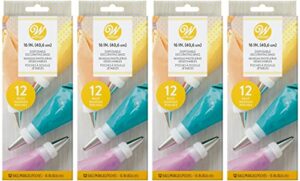 wilton disposable decorating bags bundle - perfect piping bags for cake decorating, icing cookies, candy making and filling, 16-inch, 12-count, pack of 4