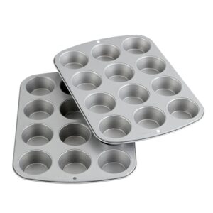 wilton recipe right non-stick standard muffin pan, set of 2, 12-cup, steel