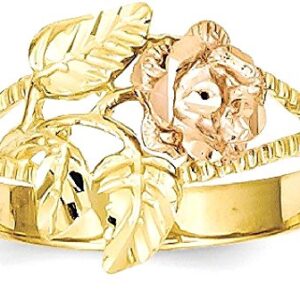 IceCarats 14K Two Tone Gold Rose Flower Ring Size 6