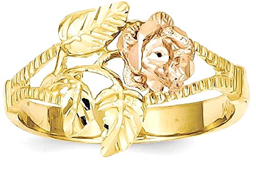 IceCarats 14K Two Tone Gold Rose Flower Ring Size 6