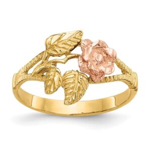 icecarats 14k two tone gold rose flower ring size 6