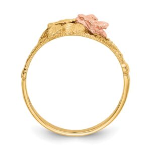 IceCarats 14K Two Tone Gold Rose Flower Ring Size 6