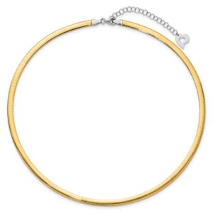 icecarats 14k two tone gold reversible 4mm cubetto omega snake chain necklace 18 inch