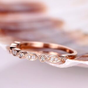 3pcs 14k Rose Gold Engagement Ring Set,8mm Heart Shaped Pink Morganite Halo Vintage Diamond Bridal Band